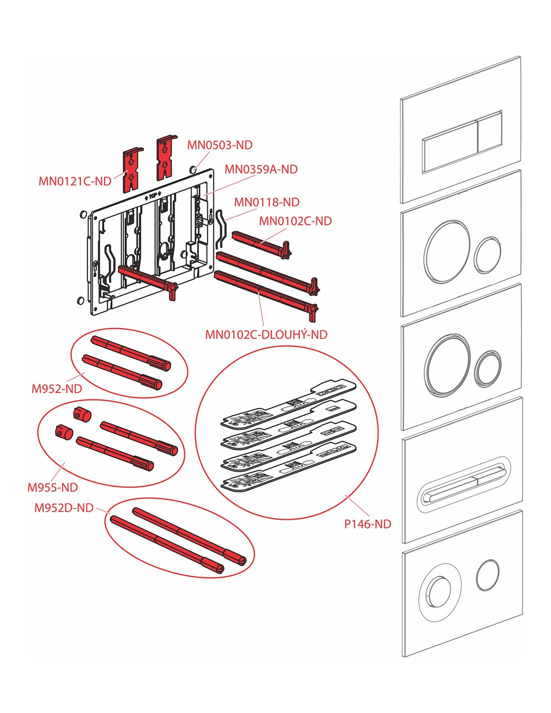 Clapeta de actionare pentru rezervor incastrat, red gold-mat, Alca